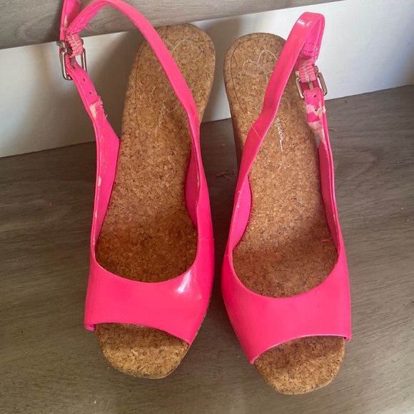Jessica Simpson | Shoes | Jessicasimpson Neon Pink Wedge Sandals | Poshmark